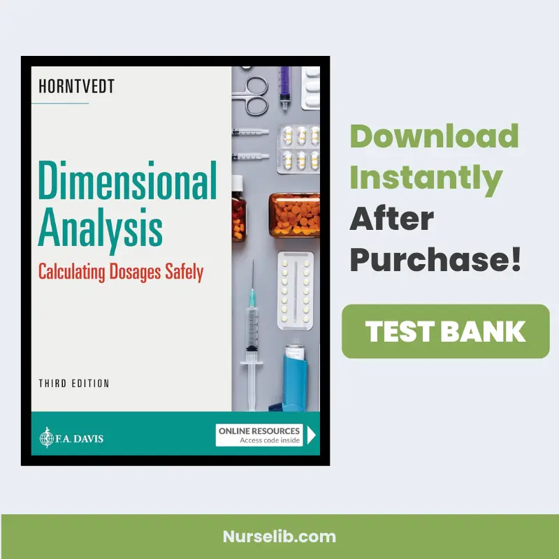 Dimensional Analysis Calculating Dosages Safely Horntvedt Test Bank 3rd ...