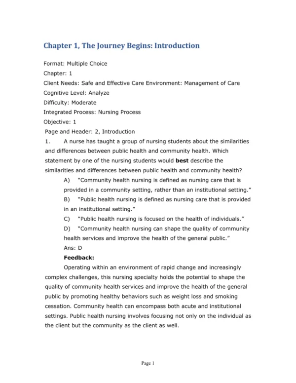 Test Bank For Community And Public Health Nursing Promoting The Public ...
