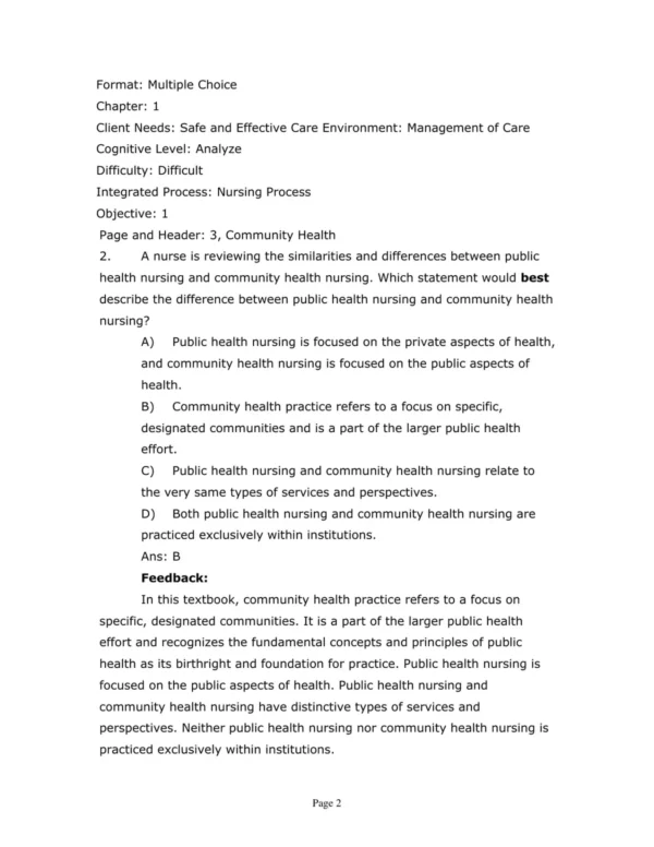 Test Bank For Community And Public Health Nursing Promoting The Public ...